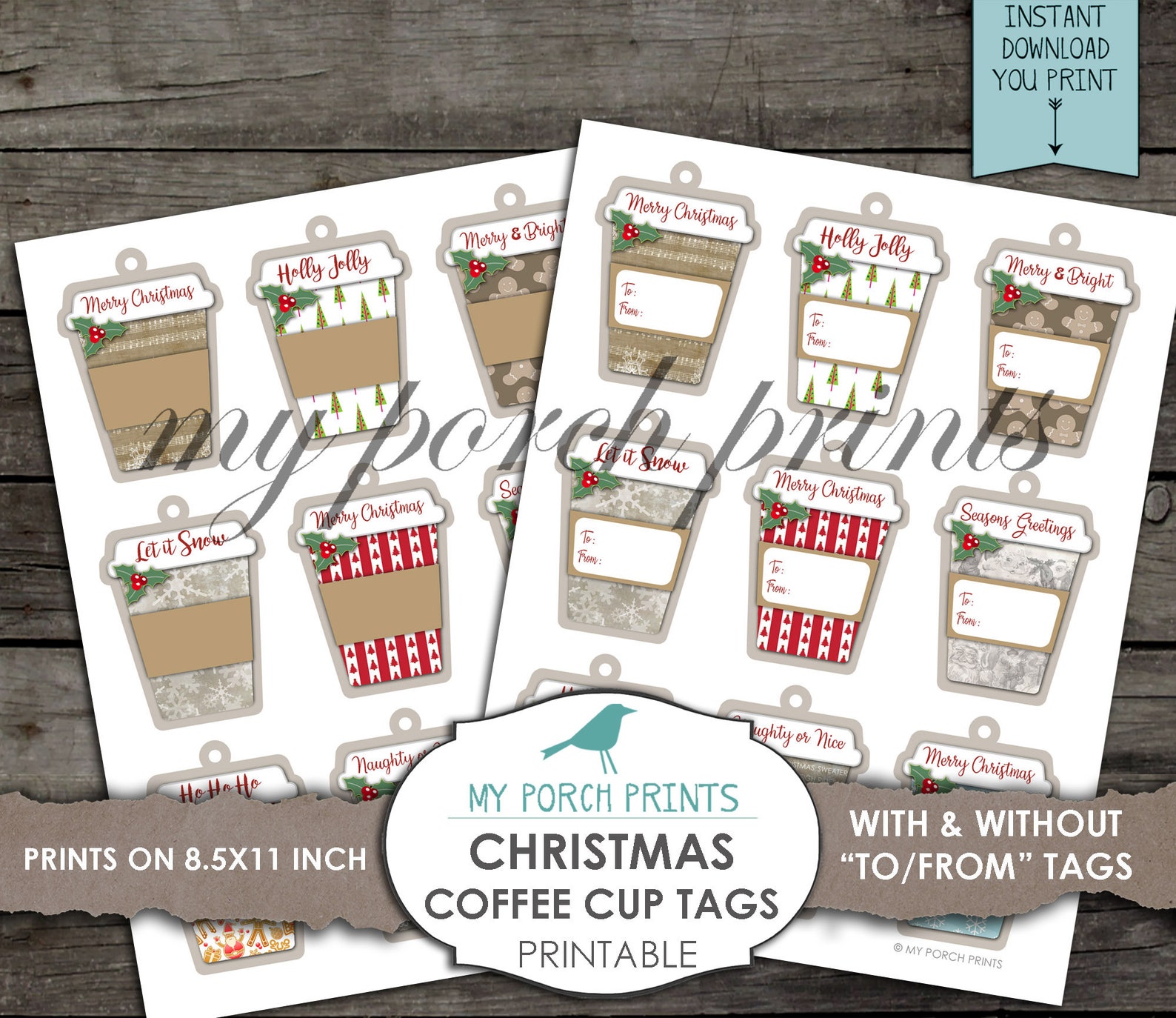 Christmas, Coffee Cup, Tag, Christmas Tags, Gift Tag, to From, Junk ...