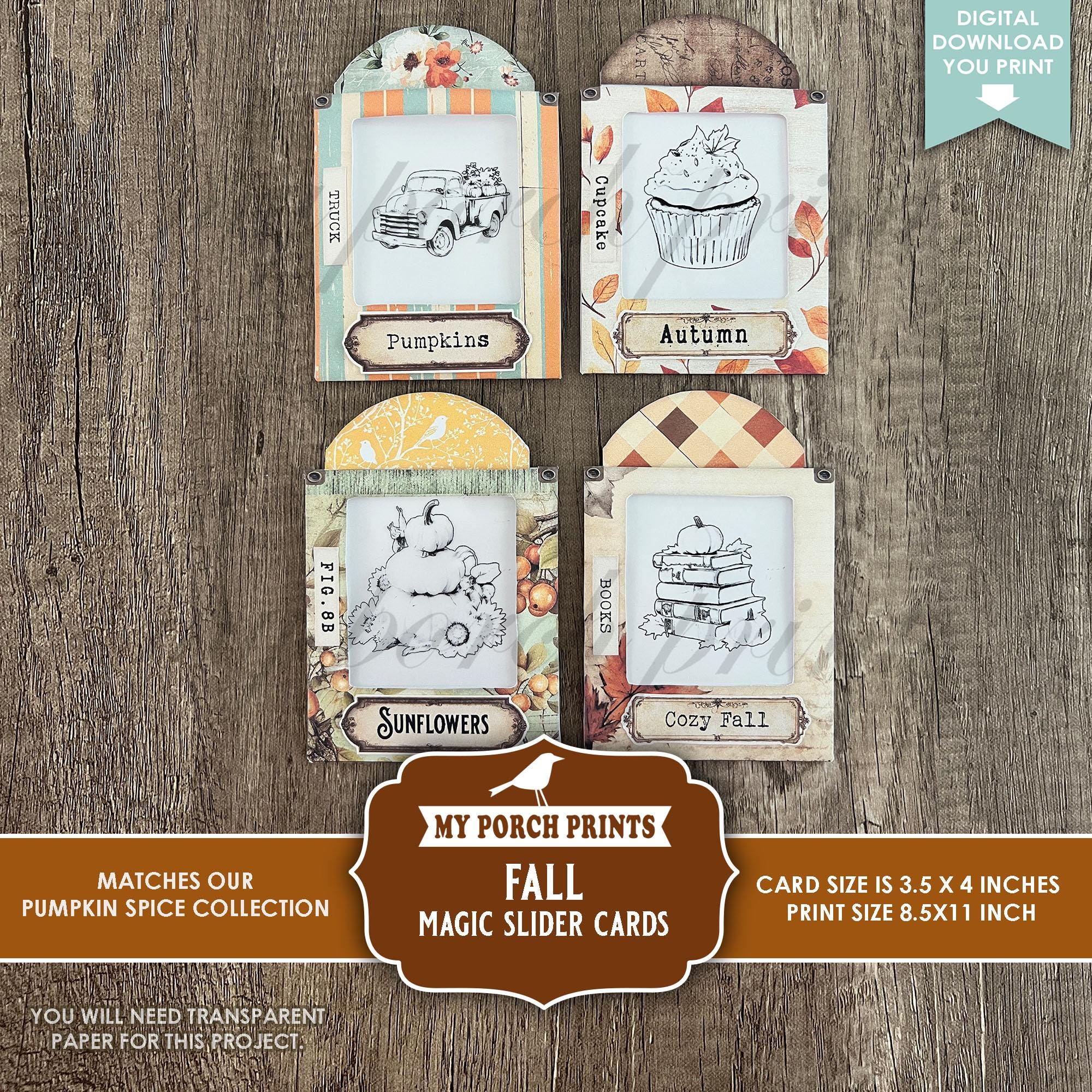 Fall Magic Slider Cards, Junk Journal, Pumpkin Spice, Autumn, Color ...