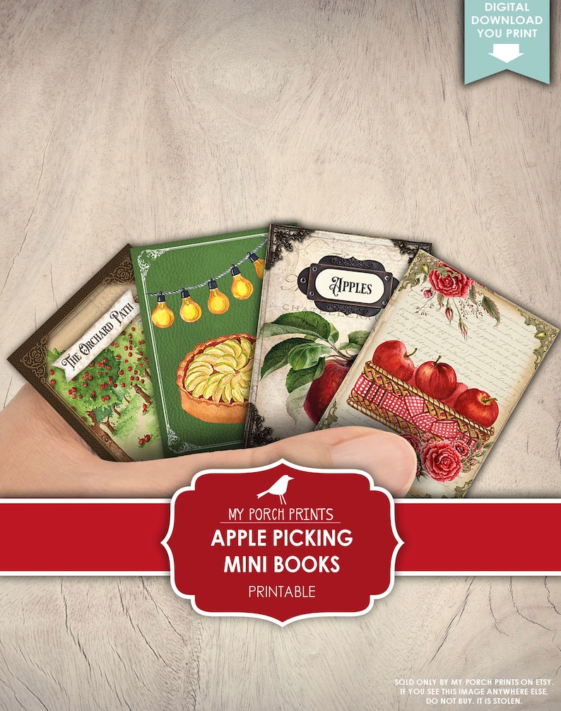 Mini Books, Junk Journal, Apple, Picking, Fall, Apples, Red, Orchard ...