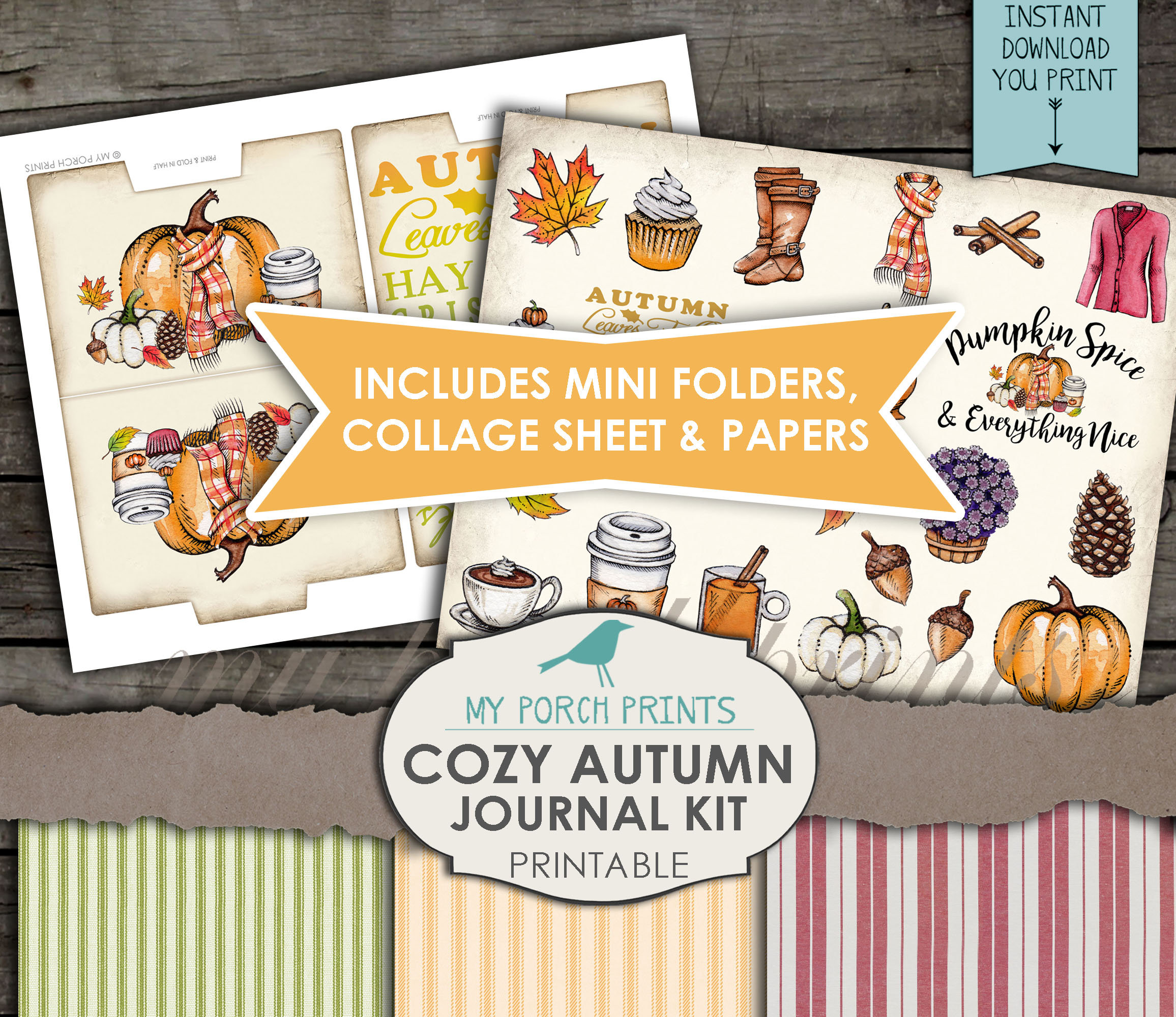Cozy Autumn Junk Journal Kit Fall Pumpkin Spice Papers - Etsy