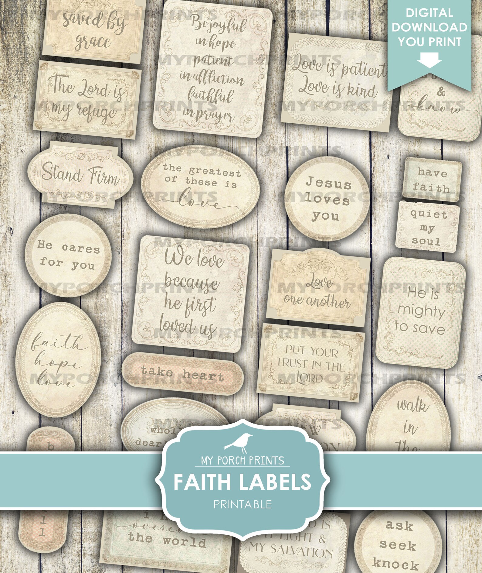 Faith Labels, Junk Journal, Bible Journaling, Words, Stickers, Verse ...