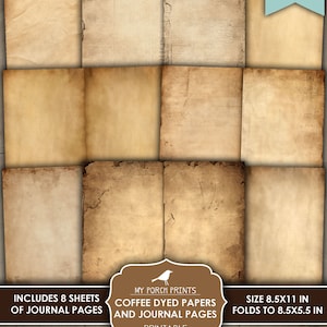 Coffee Dyed Papers and Junk Journal Pages, Old, Neutral, Masculine ...