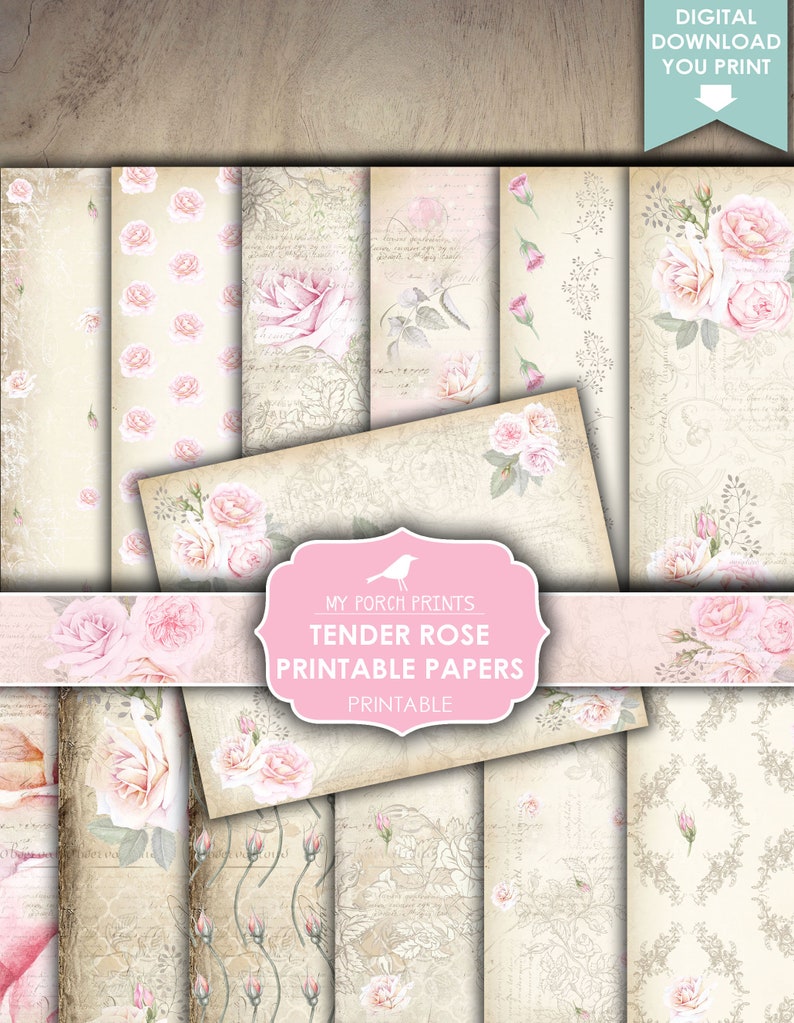 Junk Journal Tender Rose Papers Floral Paper Roses - Etsy
