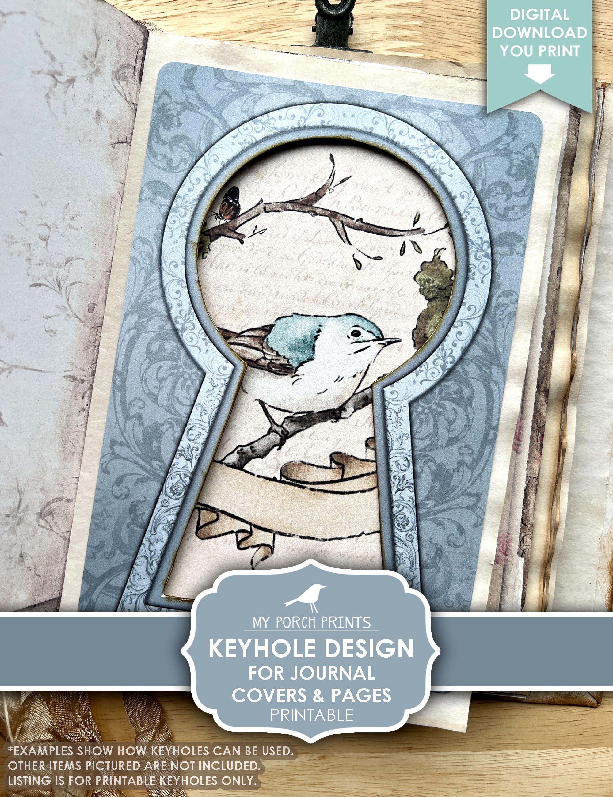 Keyhole, Junk Journal, Cover, Page, Key, Hole, Door, Alice in ...