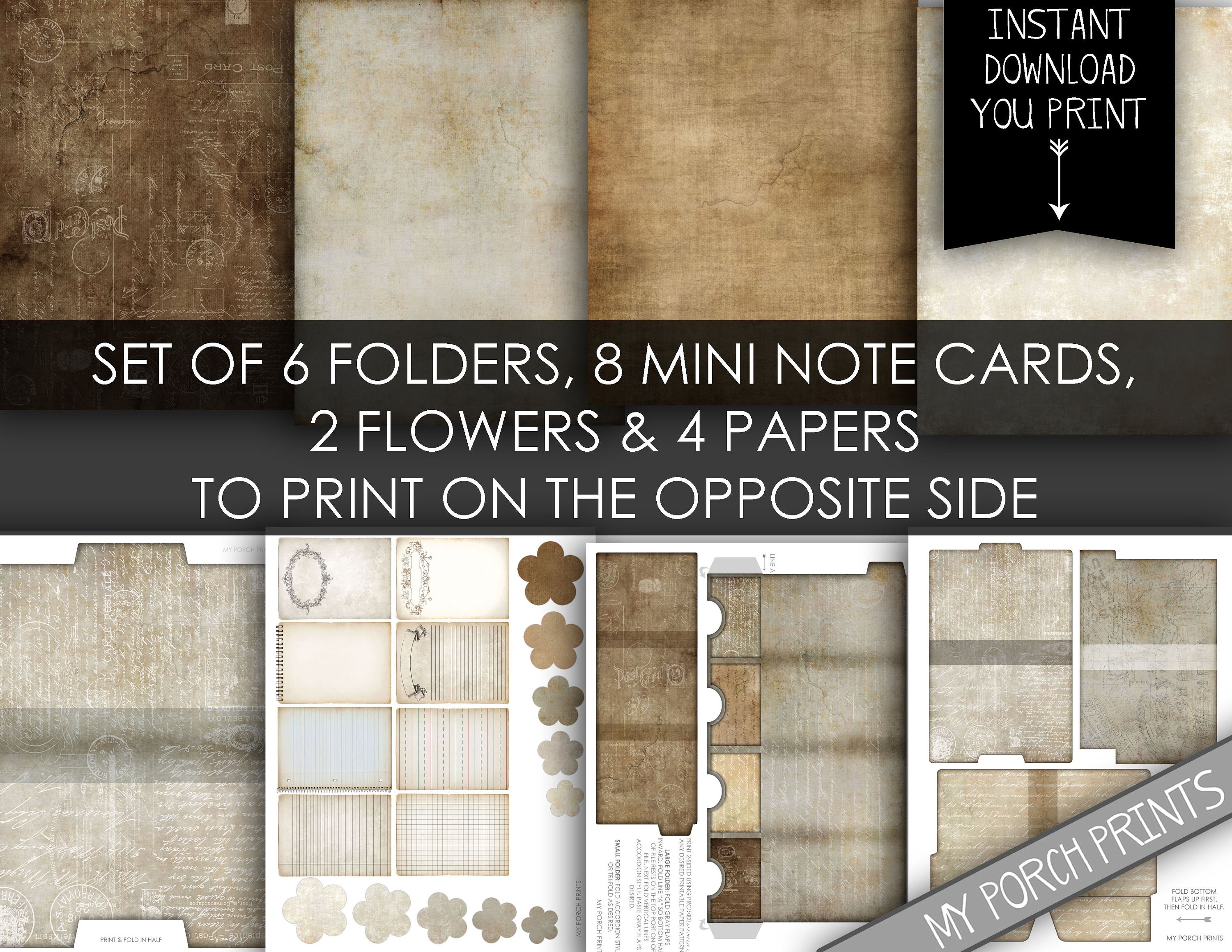 Mini File Folders Scrapbook Kit Junk Journal Kit Notecards - Etsy