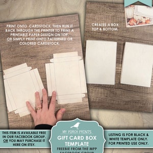 Gift Card Box Template Freebie, Junk Journal, Black, White, Gift ...