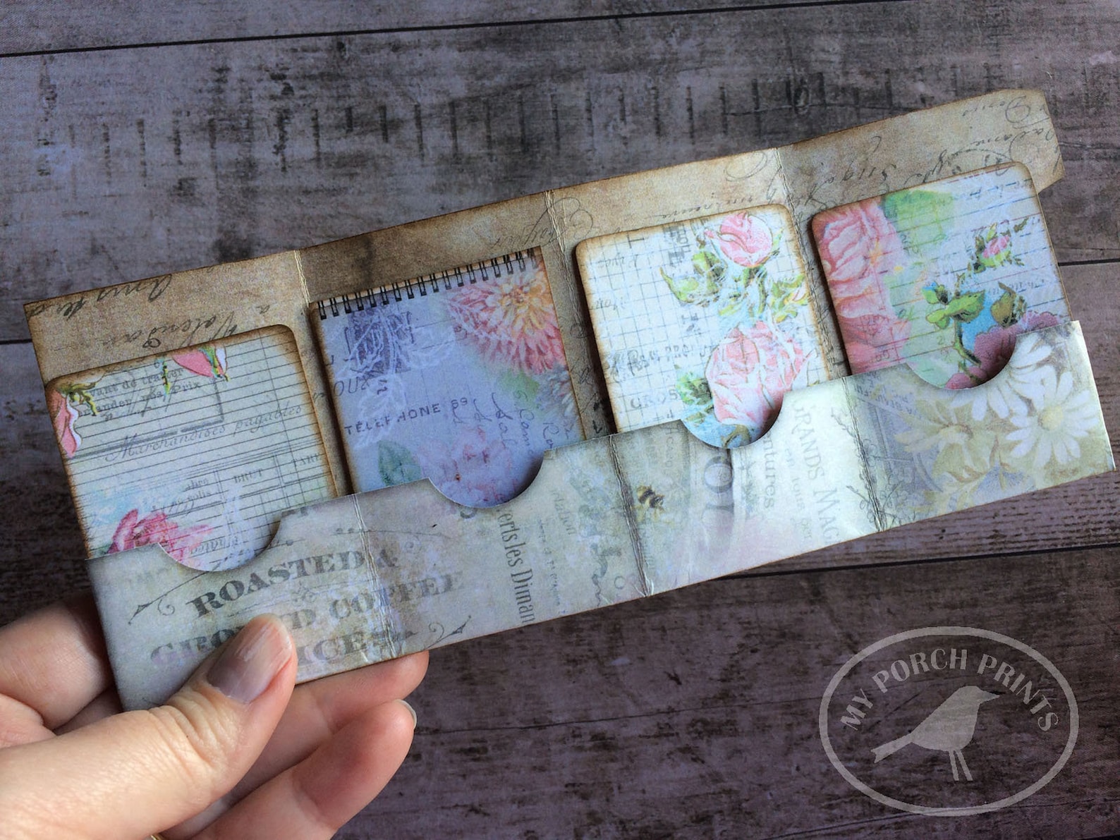 Shabby Mini File Folders, Junk Journal Kit, Printable, Ephemera Roses ...