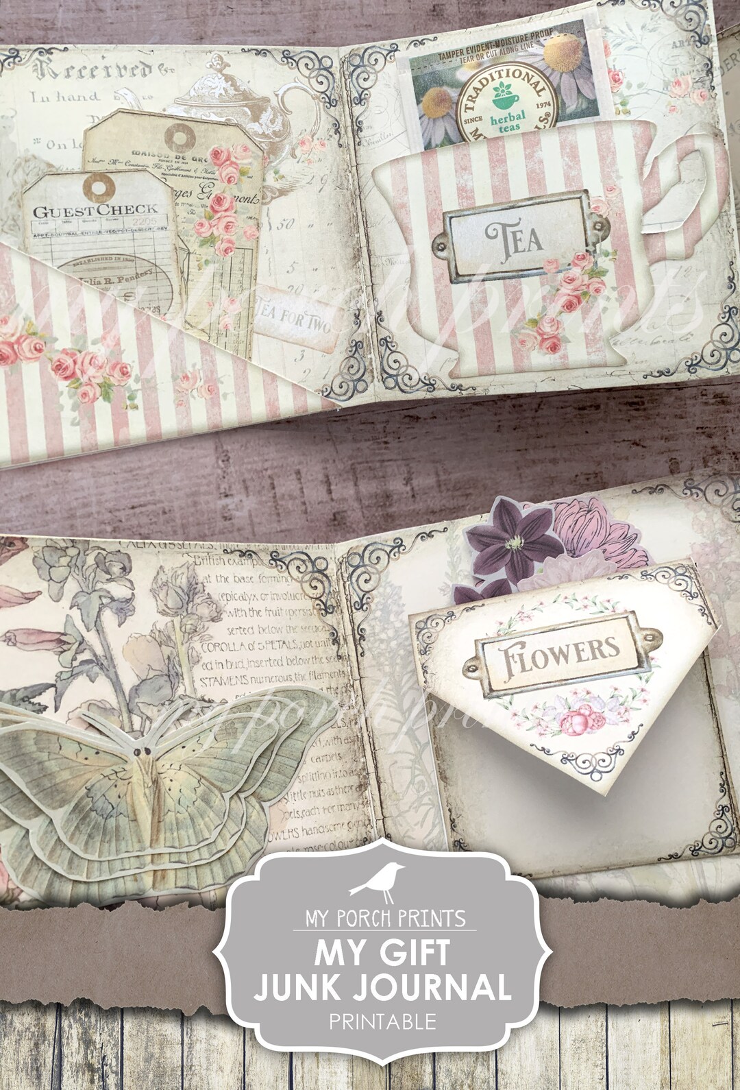 My Gift Junk Journal Kit, Vintage, Gift Idea, Tea, Seeds, Mom, Daughter ...