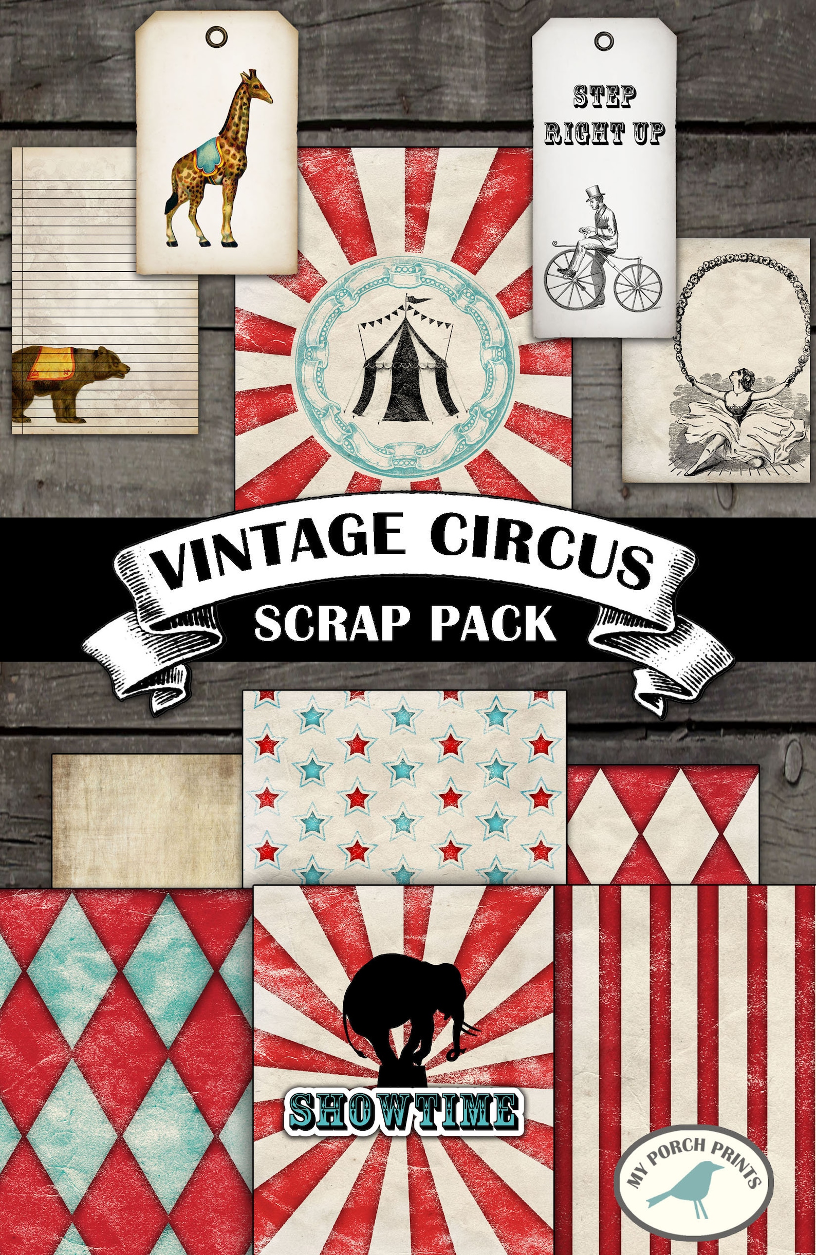 Vintage Circus Scrap Pack Junk Journal Papers 8.5x11 Inch - Etsy