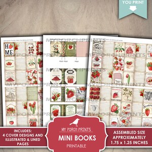 Strawberry Mini Books, Junk Journal, Miniature, Fruit, Summer, Kitchen ...