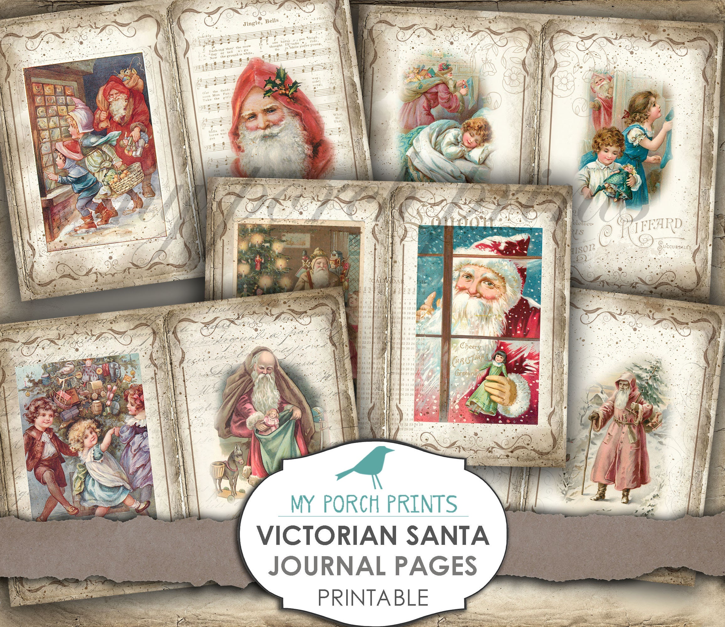 Christmas Victorian Santa Junk Journal Pages Printable - Etsy