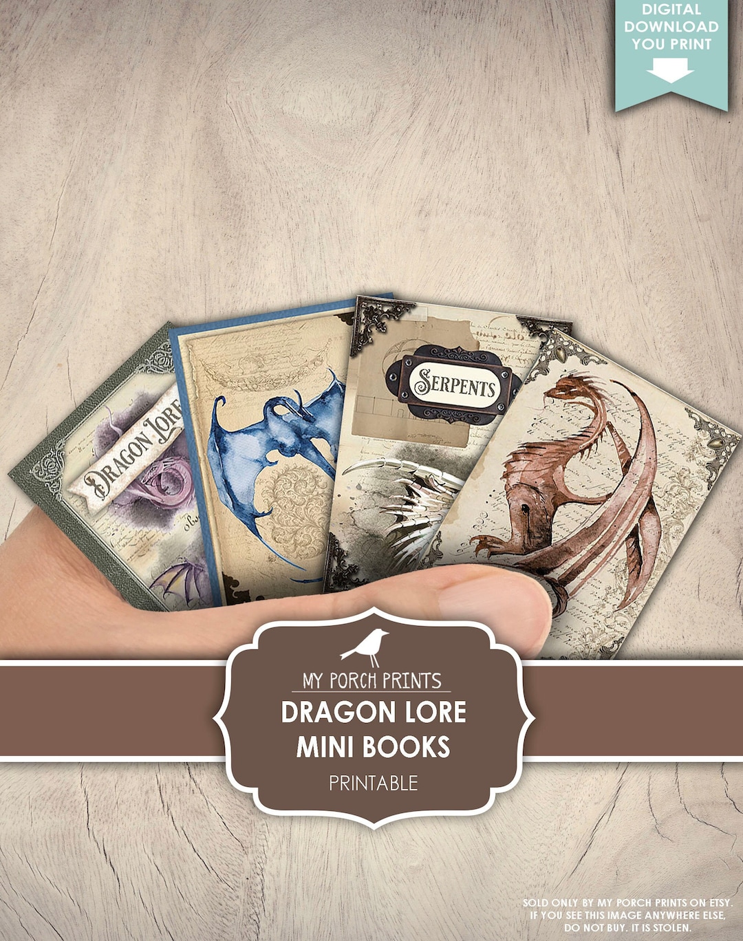 Dragon Lore Mini Books, Junk Journal, Dragons, Magic, Miniature, Wizard ...