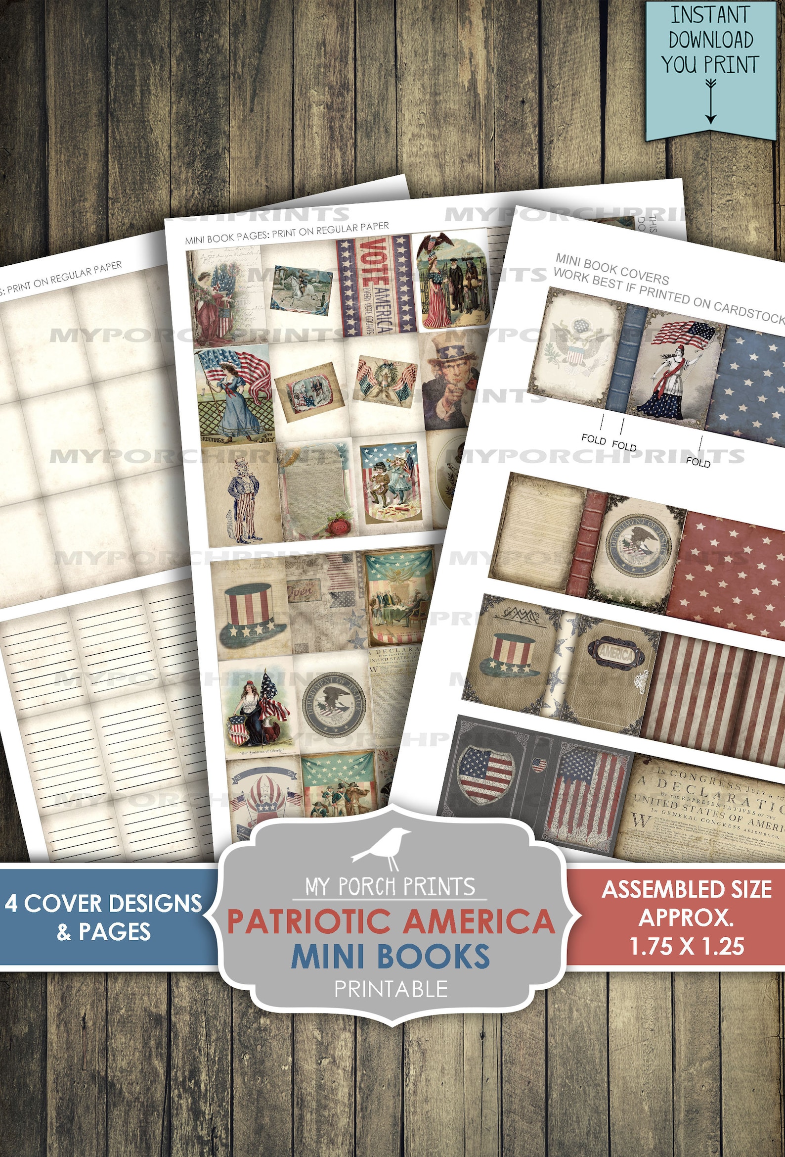 Mini Book, Patriotic, America, Junk Journal, USA, 4th of July ...