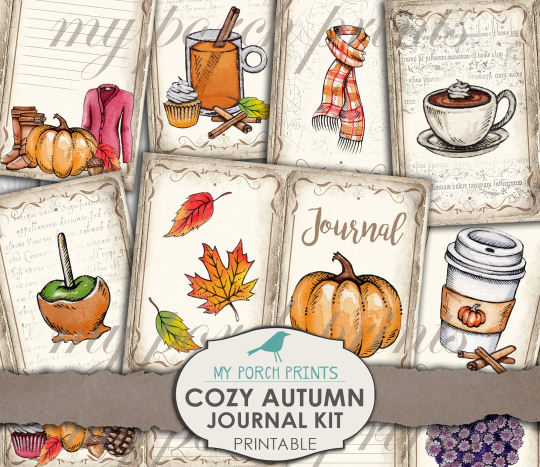 Cozy Autumn, Junk Journal, Kit, Fall, Pumpkin Spice, Papers, Ephemera ...