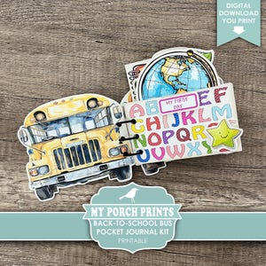 Back to School Bus Pocket Journal Kit, Kids, Boy, Girl, Cute, Lunch Box ...