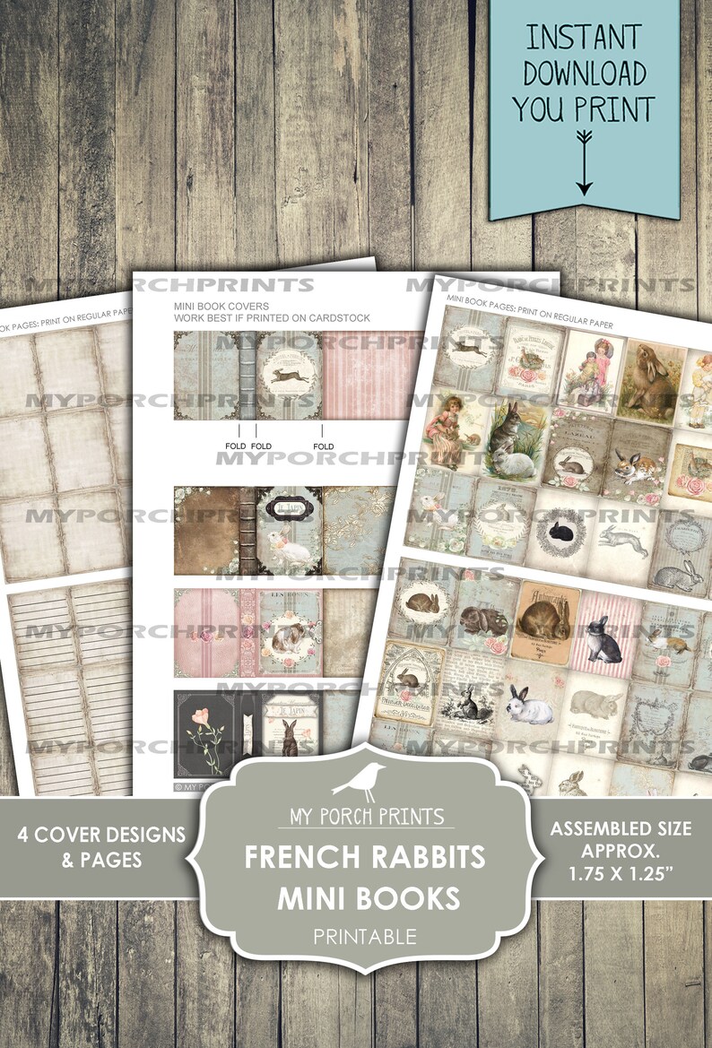 Mini Book, French Rabbit, Junk Journal, Craft Kit, Little, Girl, Baby ...