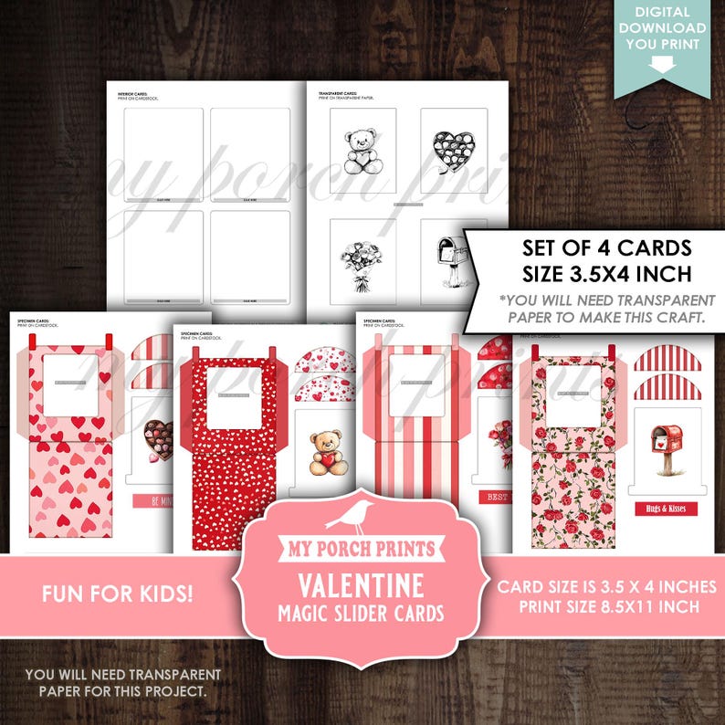 Valentine Magic Slider Cards, Junk Journal Kit Kids Gift Color Changing ...