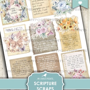 Scripture Scraps, Junk Journal, Bible Journaling, Stickers, Verse ...