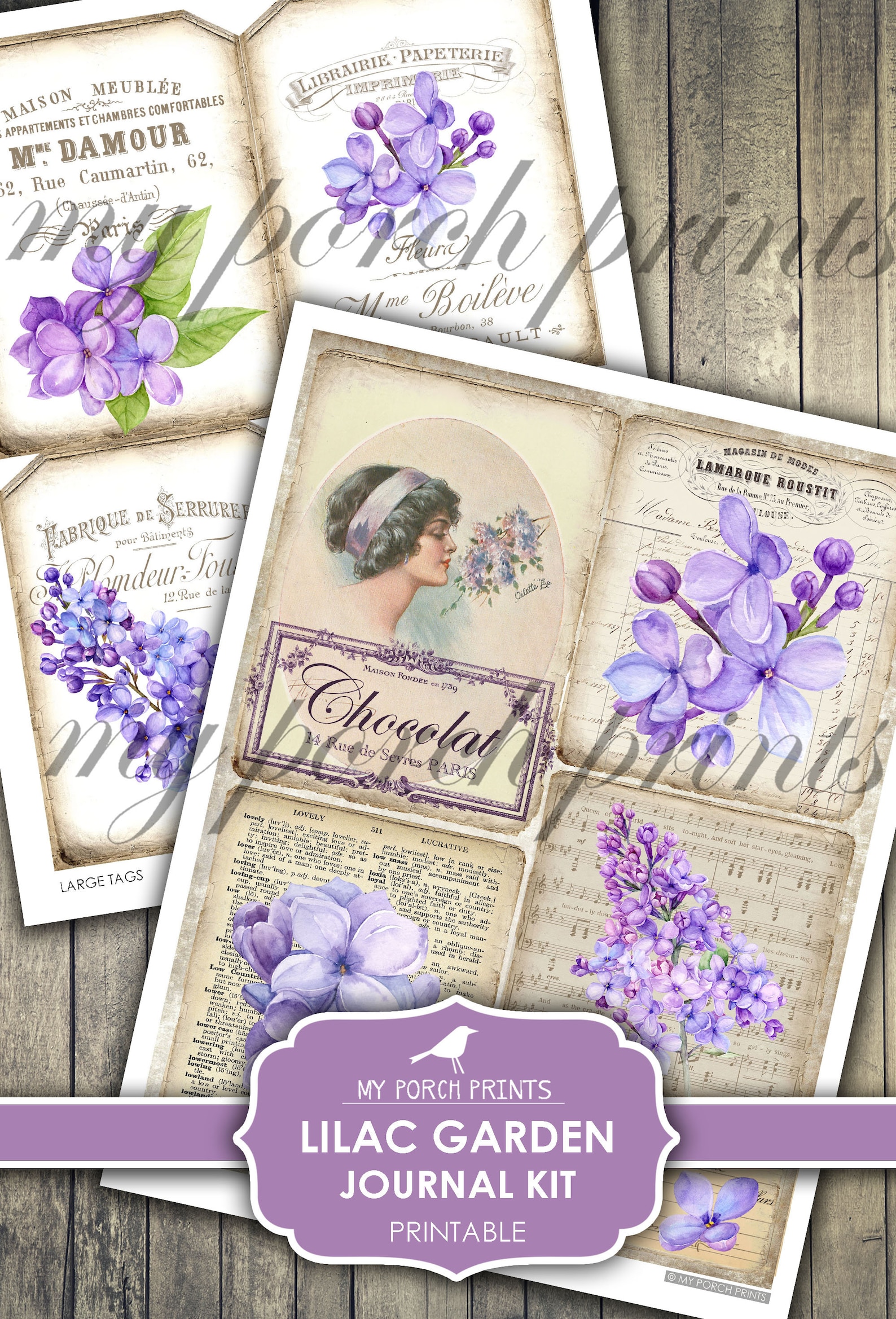Junk Journal Lilac Garden Vintage My Porch Prints Spring - Etsy