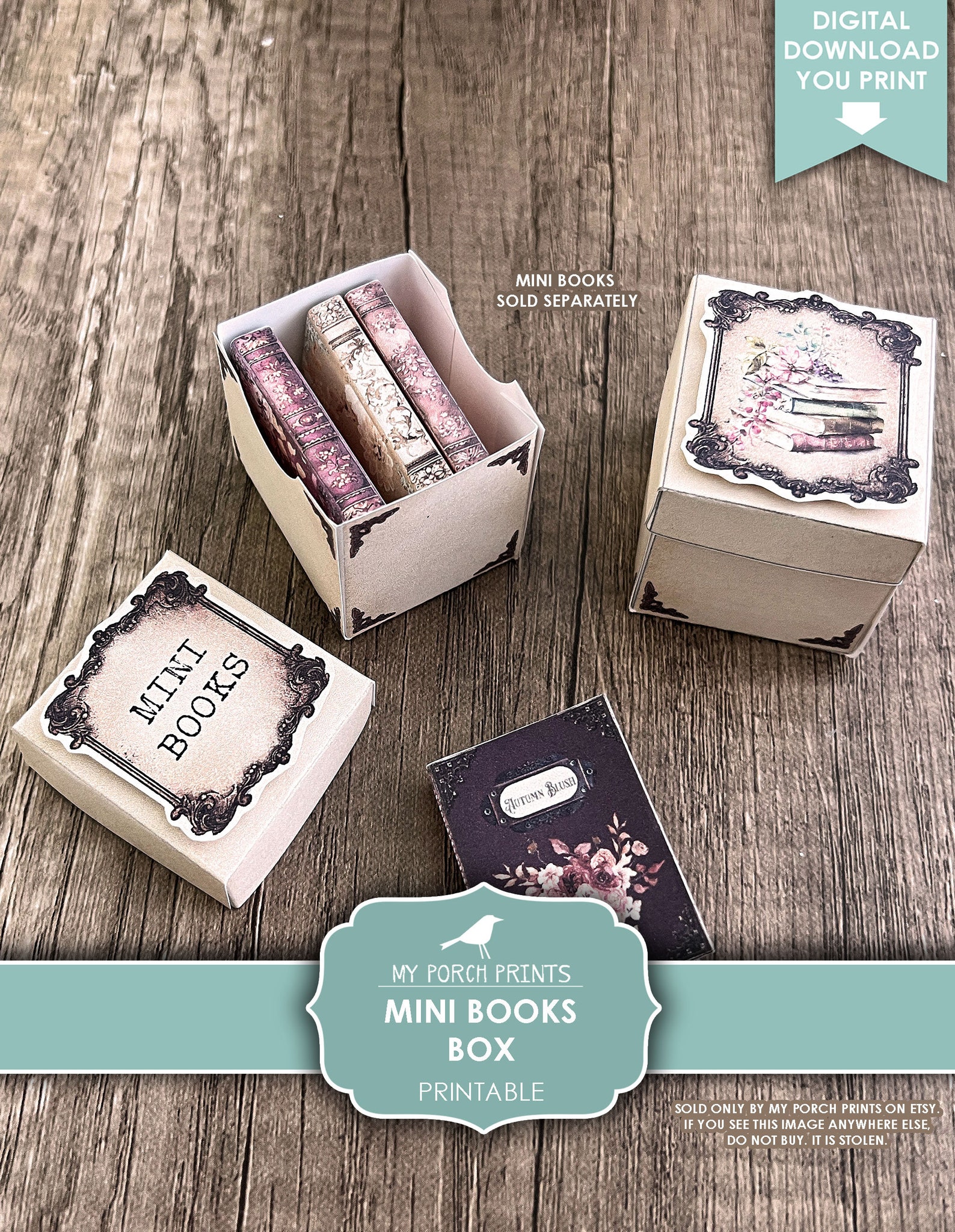 Mini Books Box, Book, Shabby, Miniature, Storage, Gift, Secret, With ...