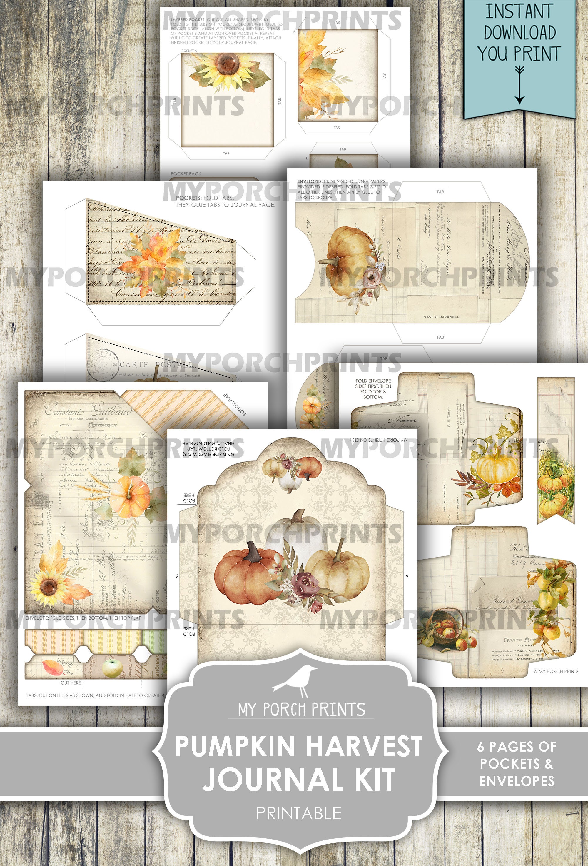 Junk Journal Kit Pumpkin Harvest Fall Autumn Sunflower - Etsy