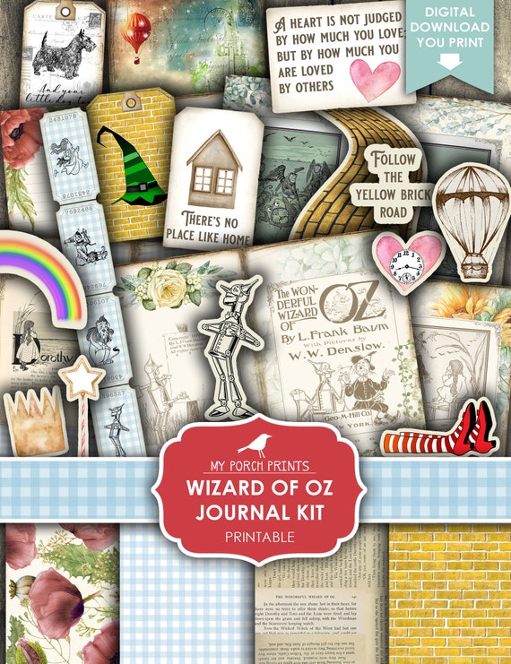 Wonderful Wizard of Oz Illustrations Junk Journal Kit Scrapbooking ...