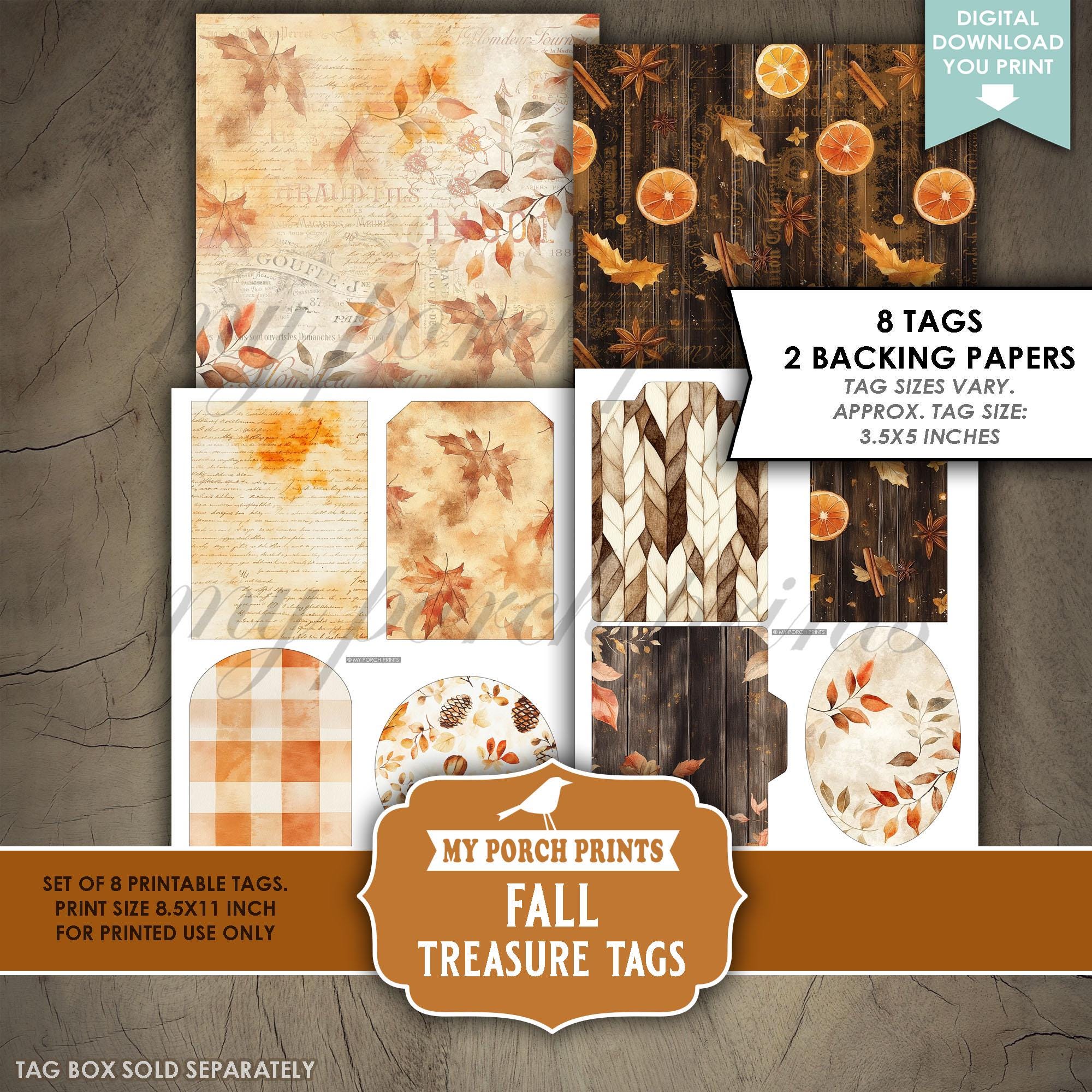 Fall Treasure Tags Kit, Junk Journal, Fussy Cuts, Autumn, Tag, Pumpkin ...