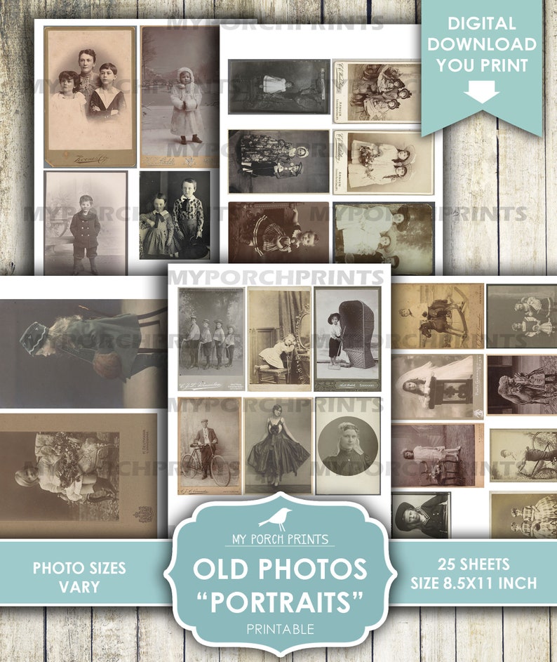 Old Photos Portraits Junk Journal Photographs Black White | Etsy