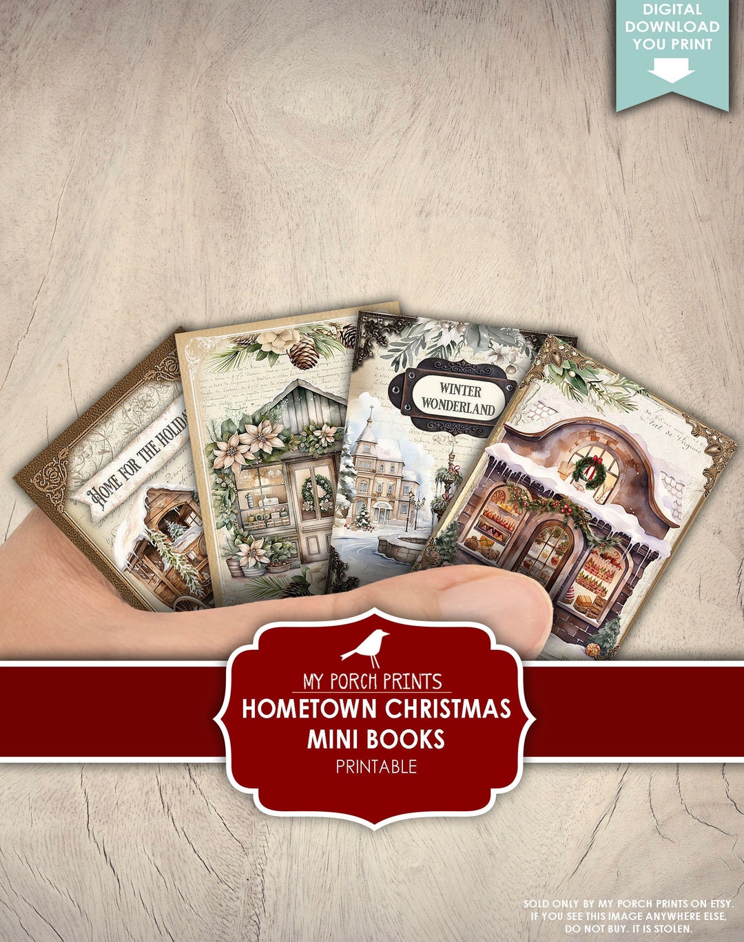Hometown Christmas Mini Books, Junk Journal, Shops, Miniature, Cottage ...