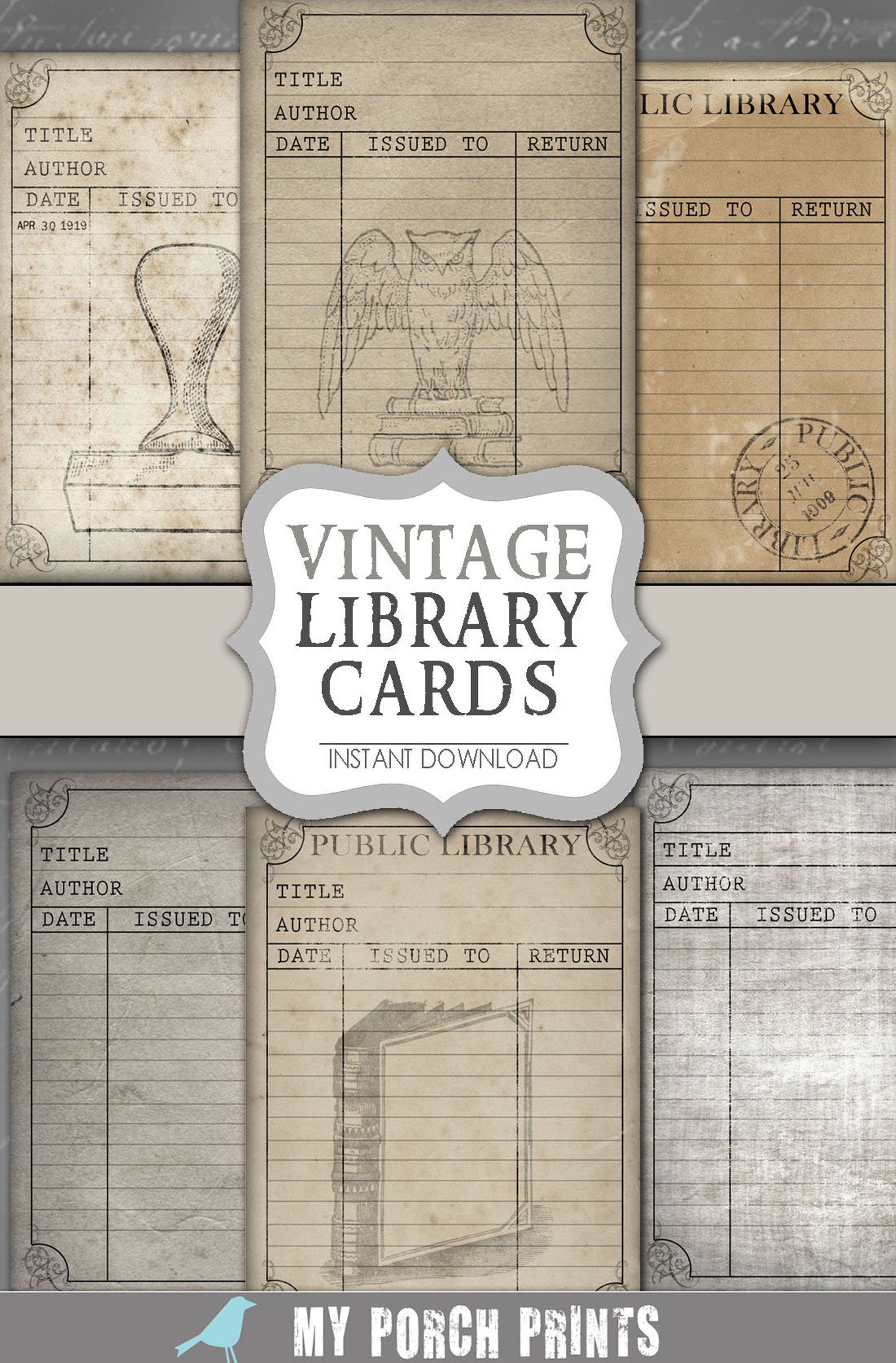 Junk Journal, Library Cards, ATC, Scrapbook, Paper, My Porch Prints ...
