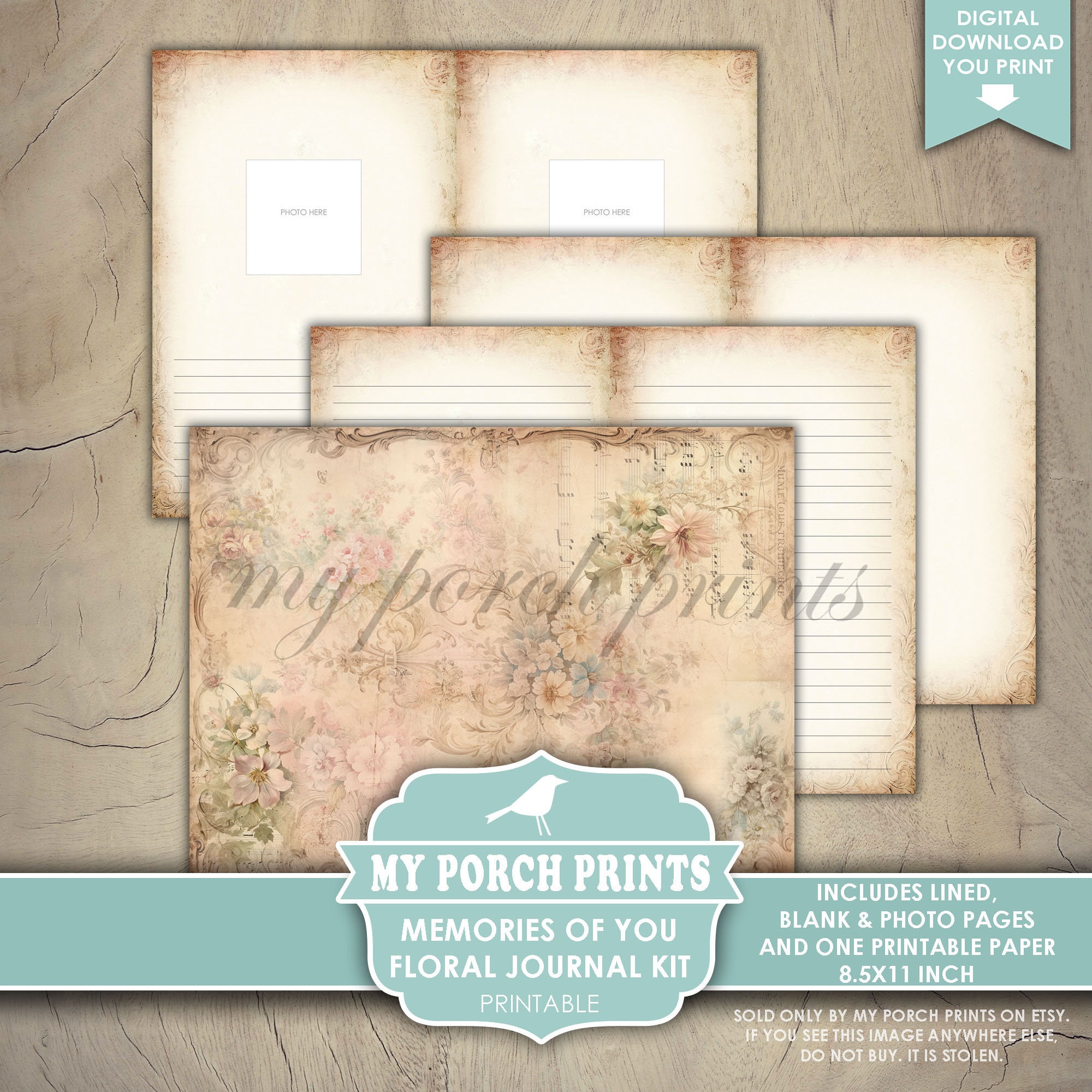 Memories of You Floral Junk Journal Kit, Memorial, Grief, Loss, Loved ...