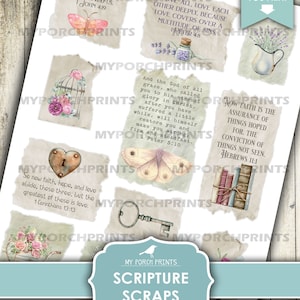 Scripture Scraps, Junk Journal, Bible Journaling, Stickers, Verse ...