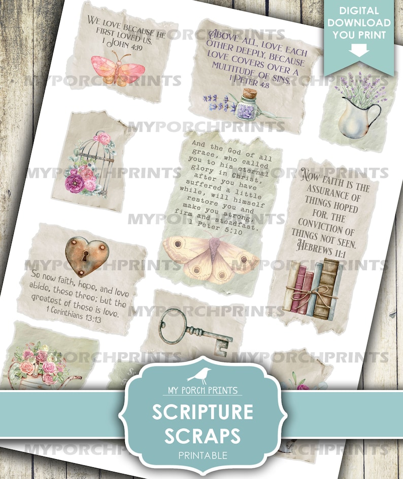 Scripture Scraps Junk Journal Bible Journaling Stickers - Etsy