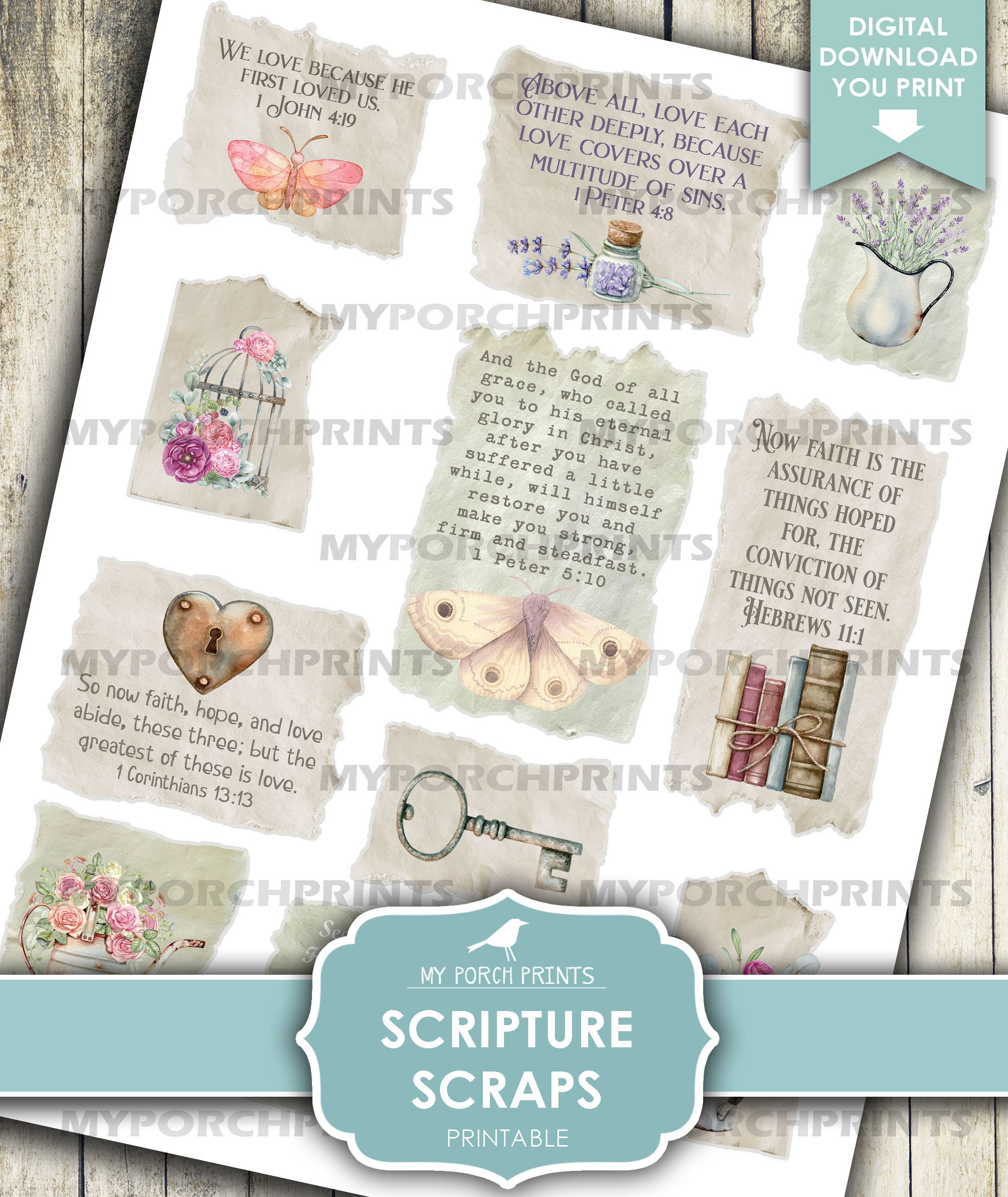 Scripture Scraps Junk Journal Bible Journaling Stickers - Etsy