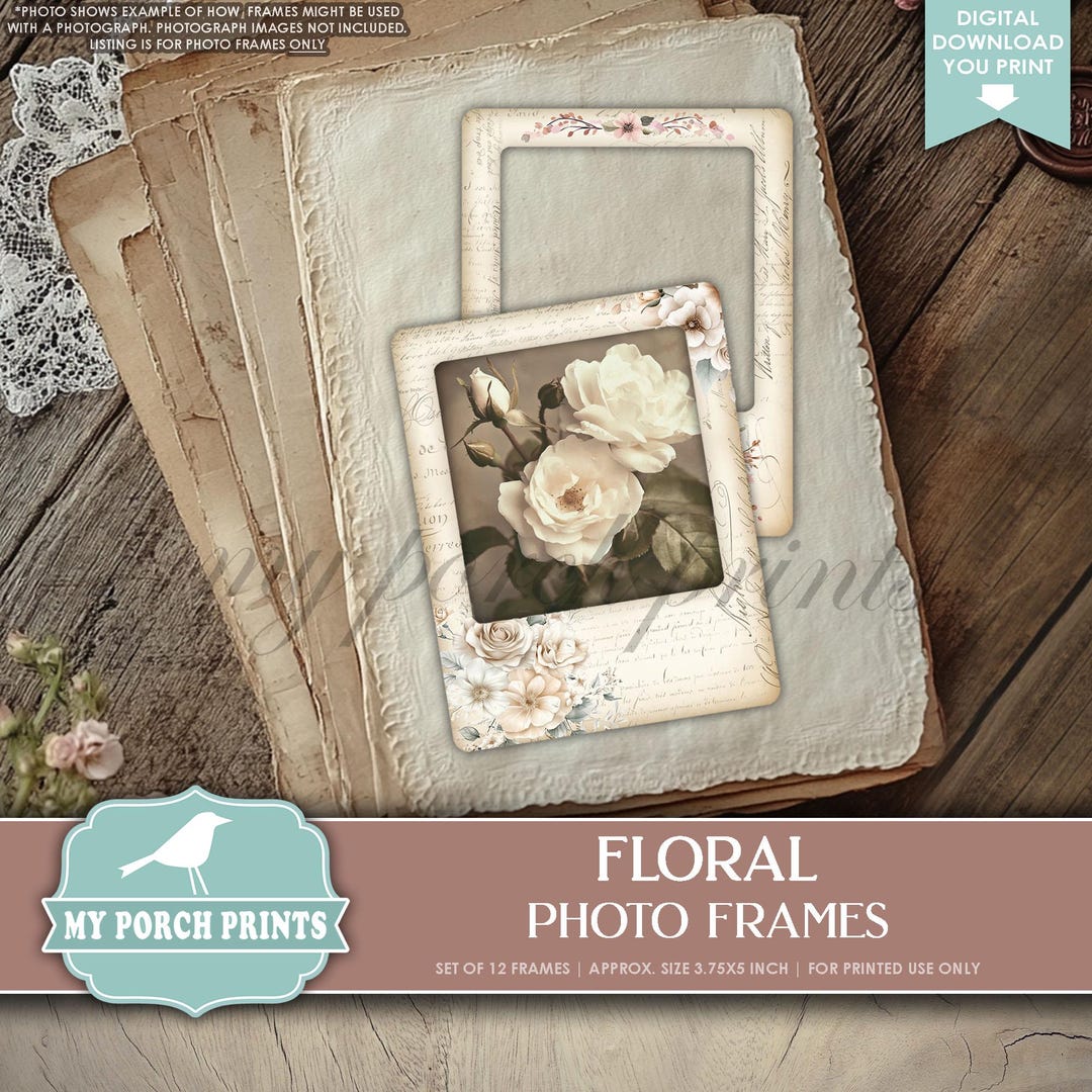 Floral Photo Frames, Junk Journal, Photograph, Frame, Travel, Roses ...