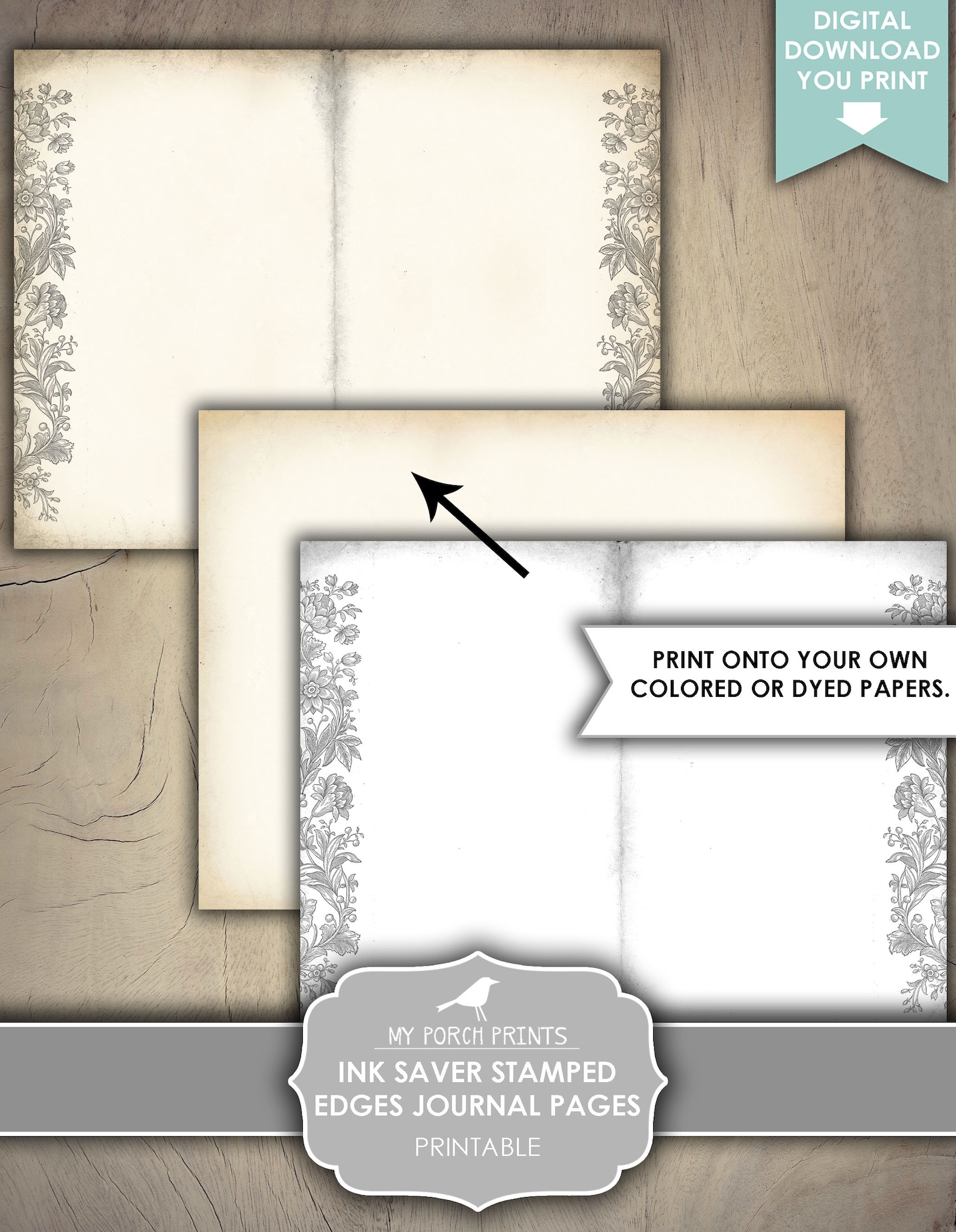 Junk Journal Ink Saver Stamped Edges Journal Pages Blank - Etsy