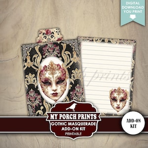 Gothic Masquerade ADD ON KIT, Junk Journal, Victorian, Halloween, Ball ...
