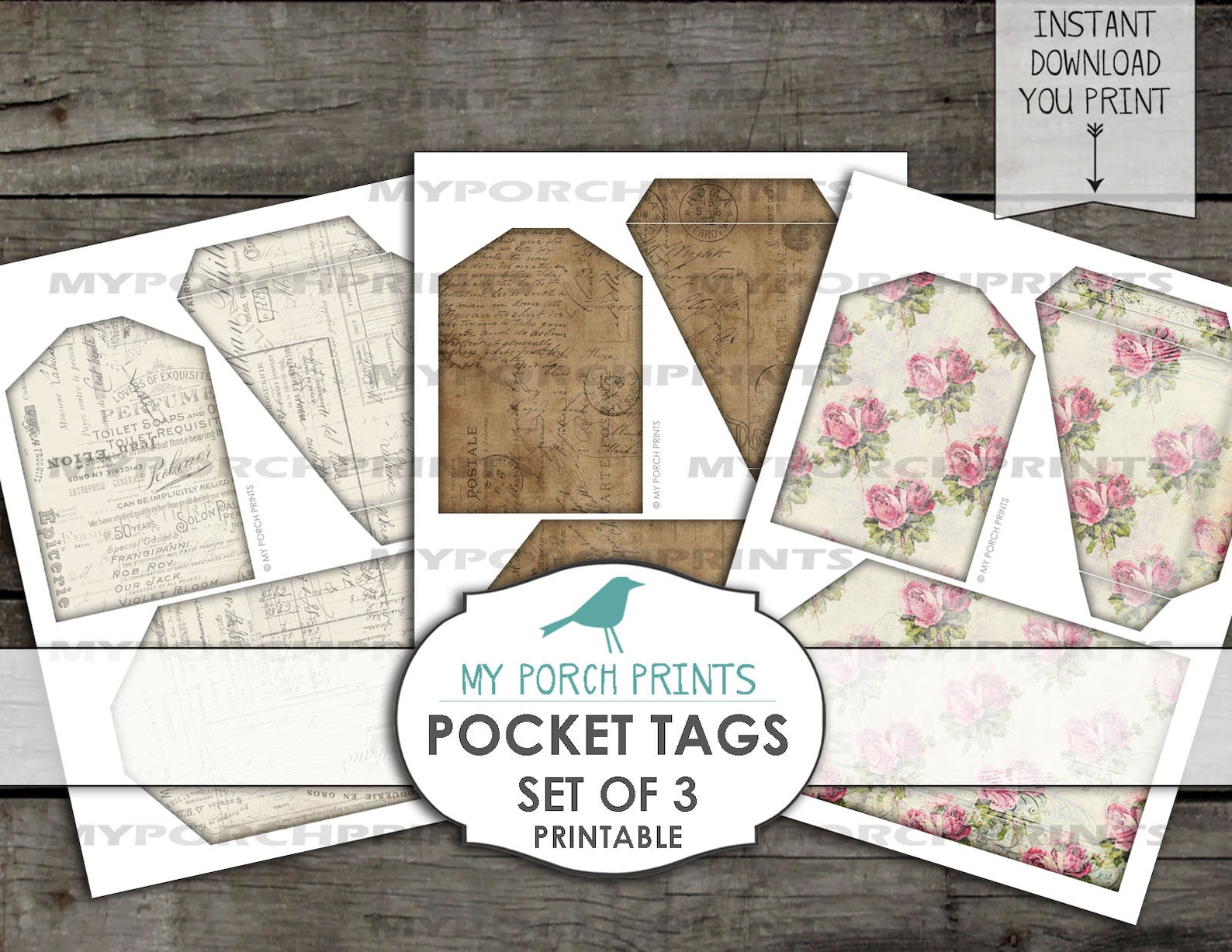 Pocket Tags, Loaded Envelope, Junk Journal Kit, Printable Ephemera ...