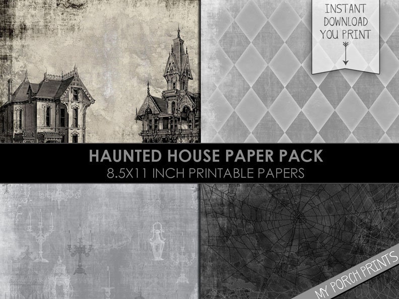 Halloween Paper Haunted House Pack Black & White Junk - Etsy