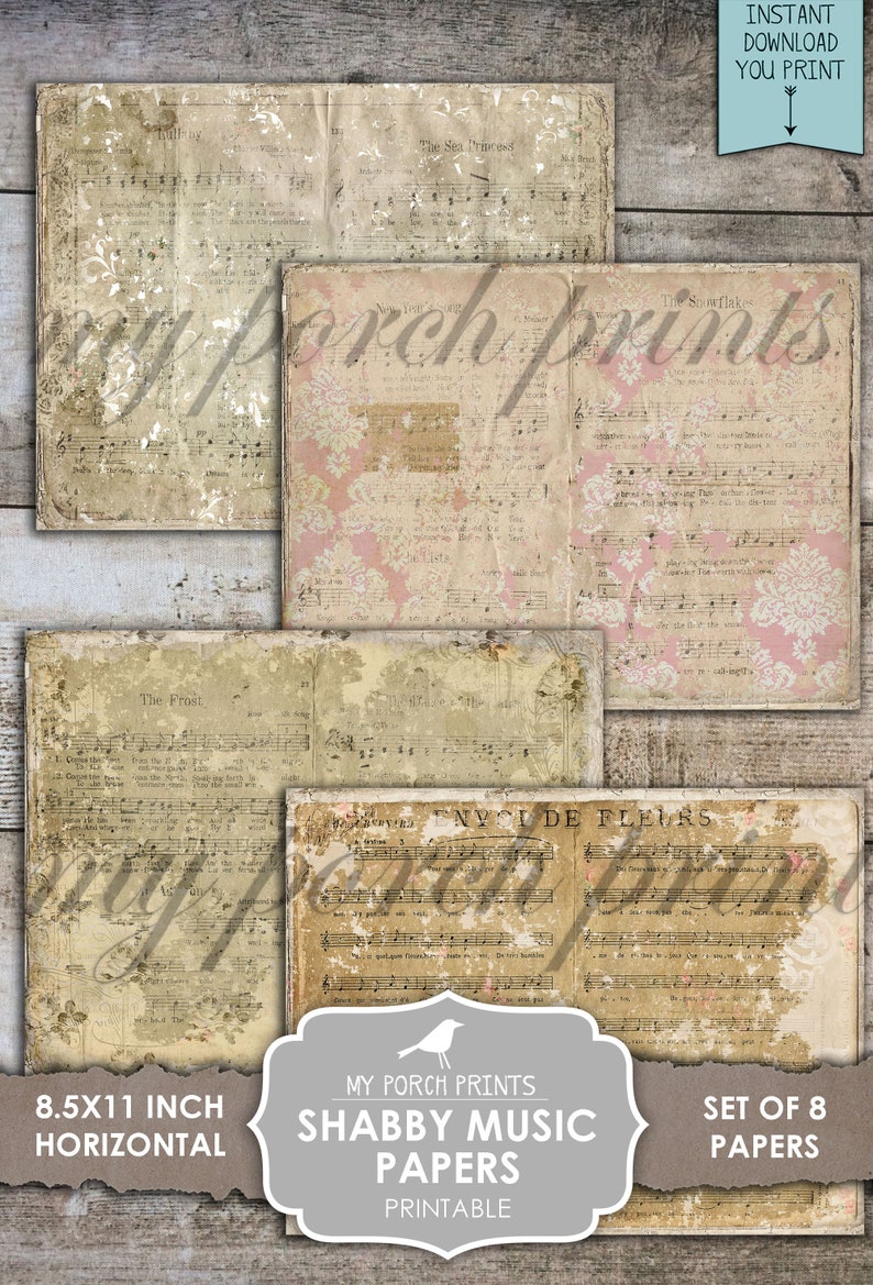 Junk Journal Shabby Music Paper Sheet Music Grunge - Etsy