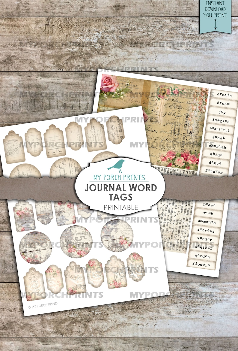 Junk Journal Kit Journal Word Tags Junk Journal - Etsy