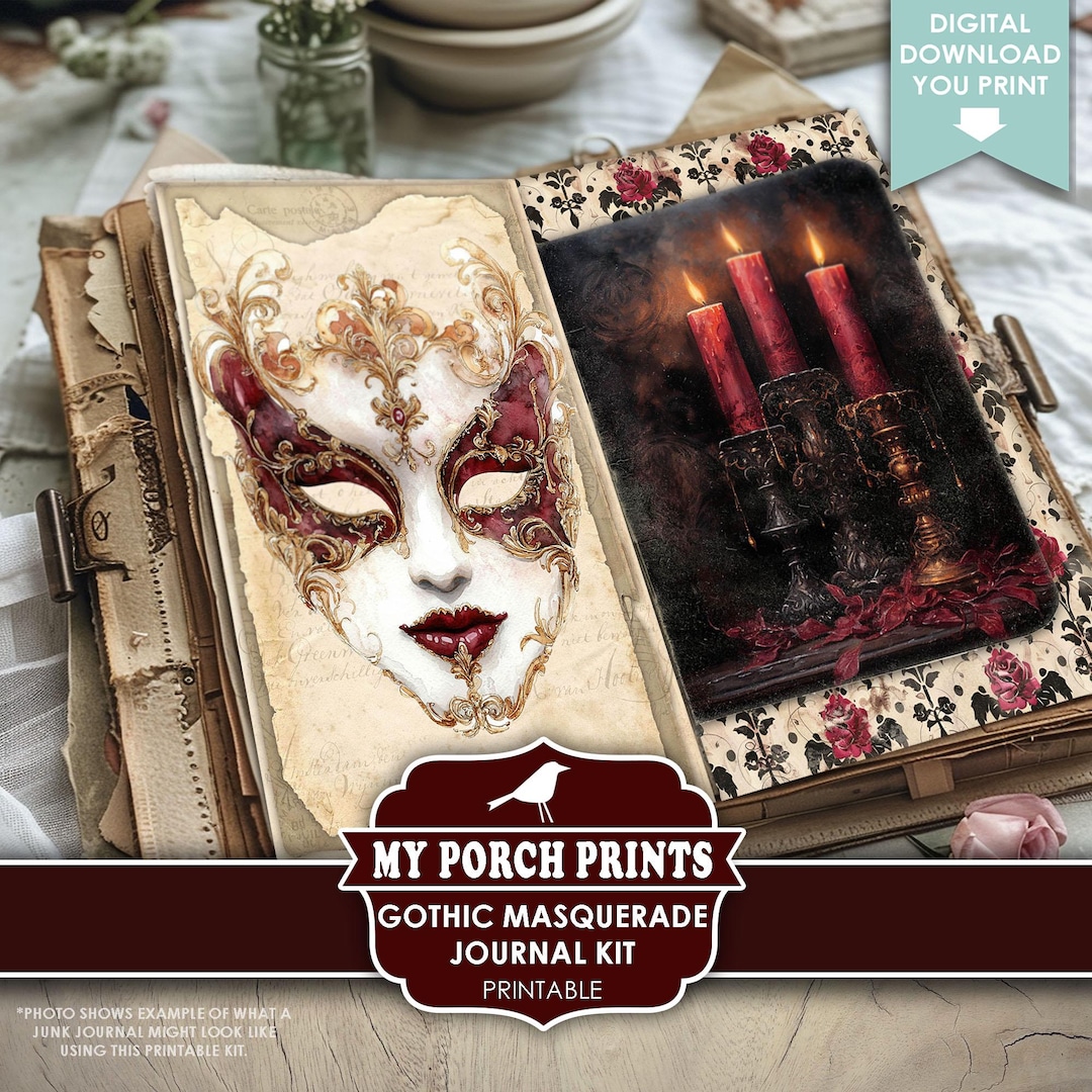 Gothic Masquerade Junk Journal Kit, Victorian, Halloween, Mask, Ball ...