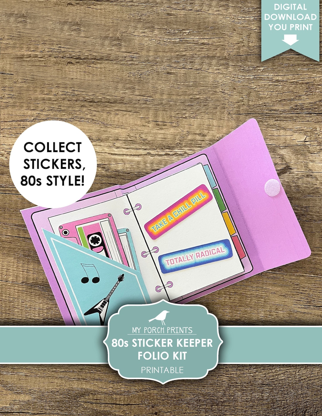 Junk Journal, 80s, Sticker, Keeper, Book, Collect, Purple, Birthday ...