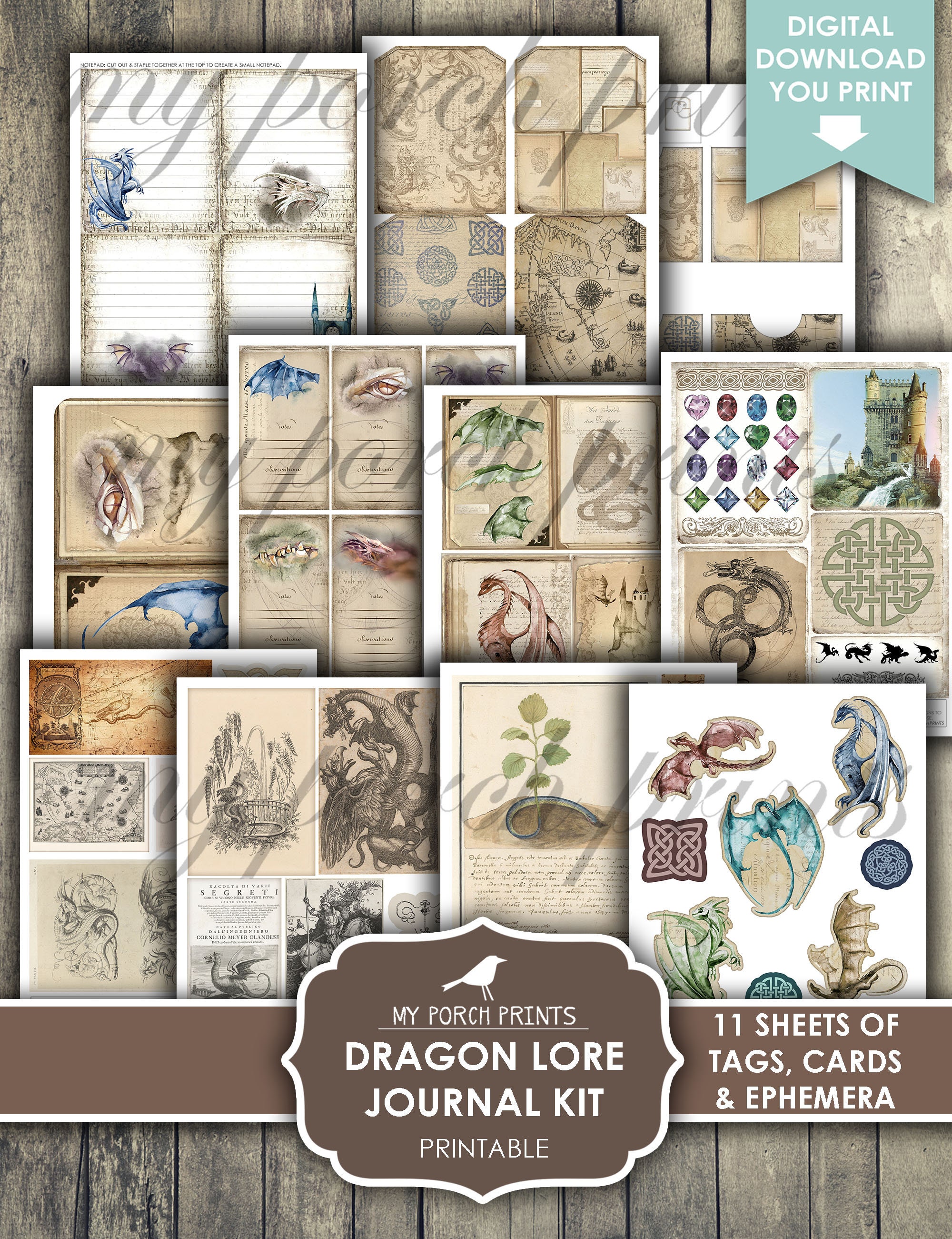 Junk Journal Kit Dragons Dragon Lore Nature Magic Boy - Etsy