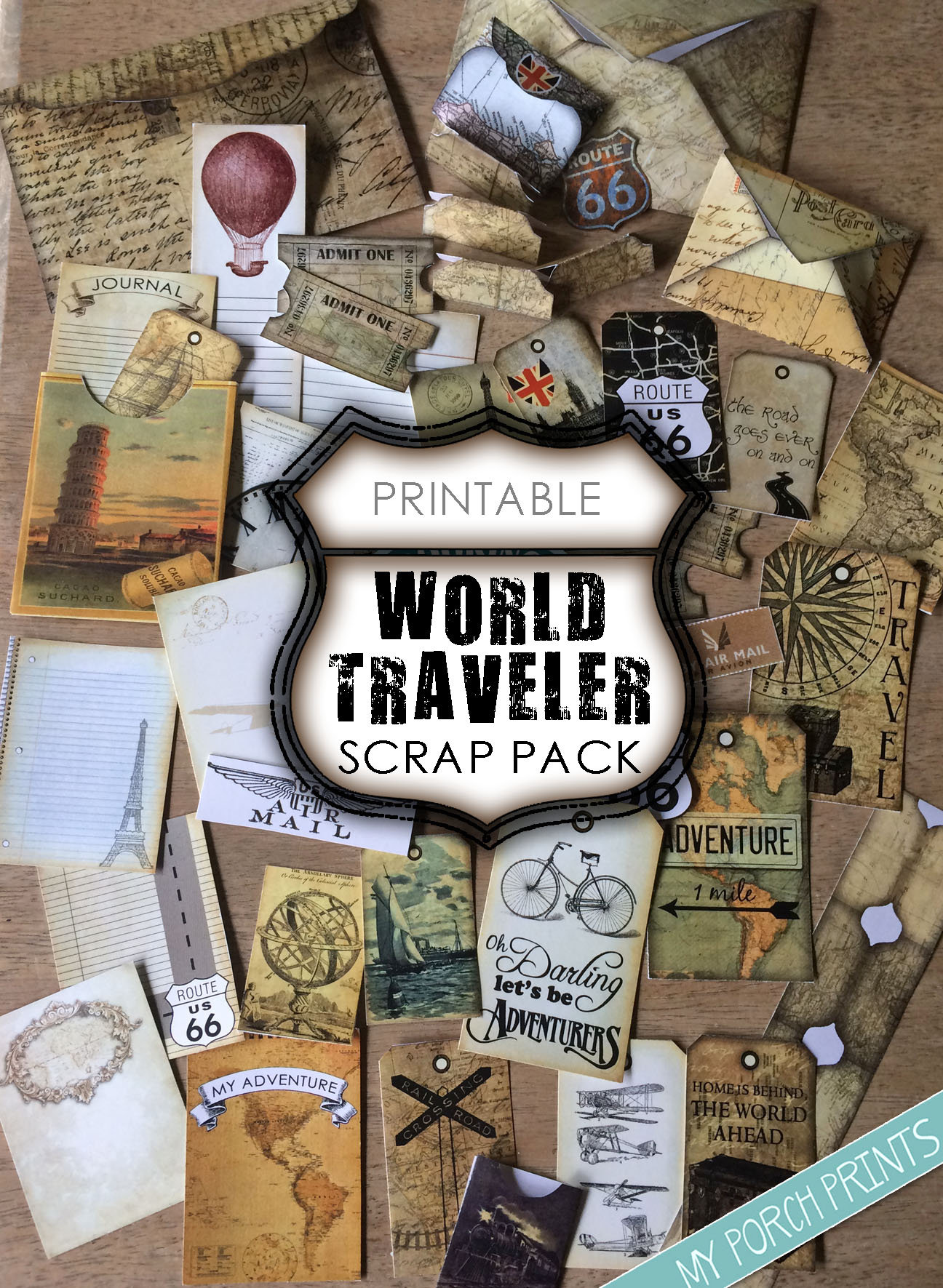 Junk Journal, World Traveler, Map, Road Trip, Travel, Kit, for Men ...