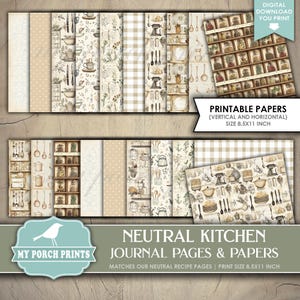 Neutral Kitchen Junk Journal PAGES & PAPERS, Recipe, Dessert, Bakery ...