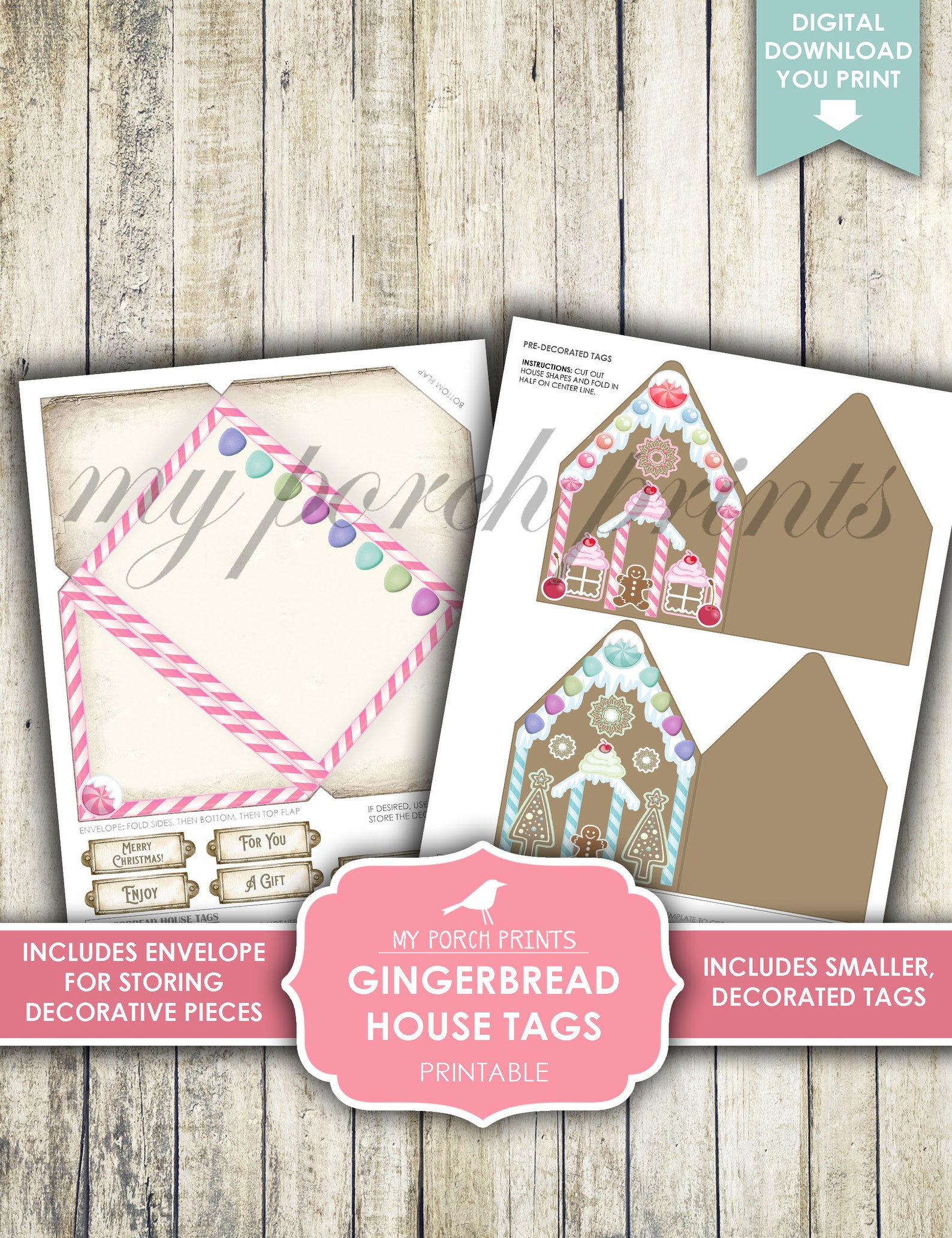 Gingerbread House Christmas Tags Junk Journal Kids Craft - Etsy