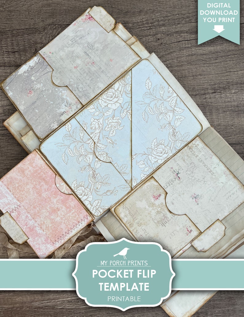Pocket Flip TEMPLATE Junk Journal Vintage Folder Craft - Etsy