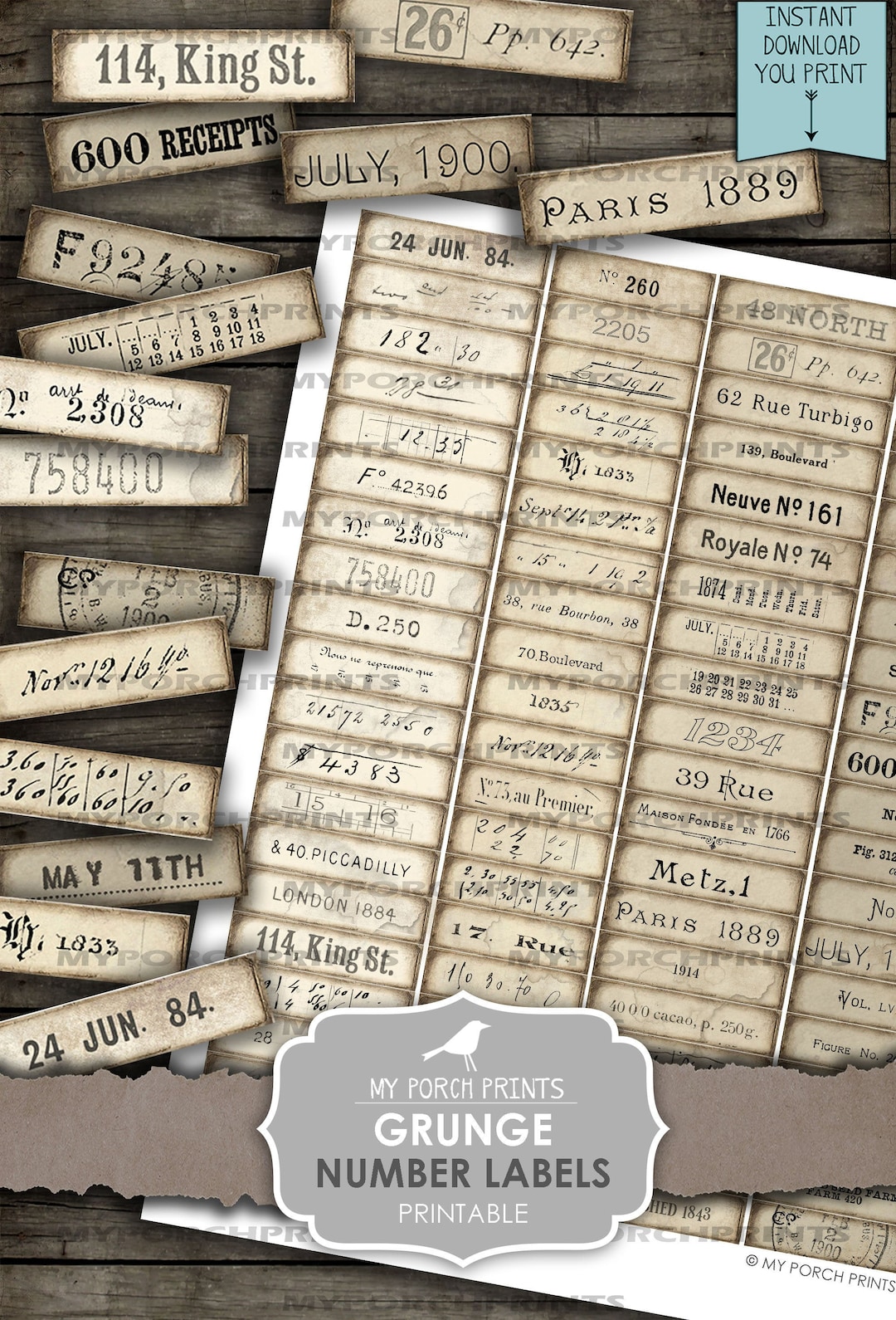 Grunge, Number, Labels, Parchment, Junk Journal, Definition, Neutral ...