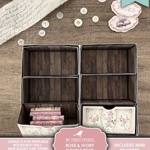 Rose and Ivory Double Fold Mini Book Shelf, Junk Journal Books ...